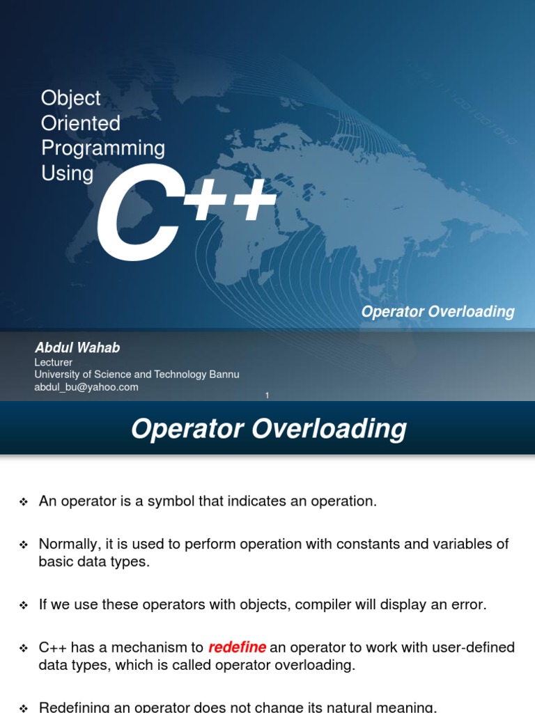 Operator Overloading | PDF | C (Programming Language) | Areas Of Computer Science