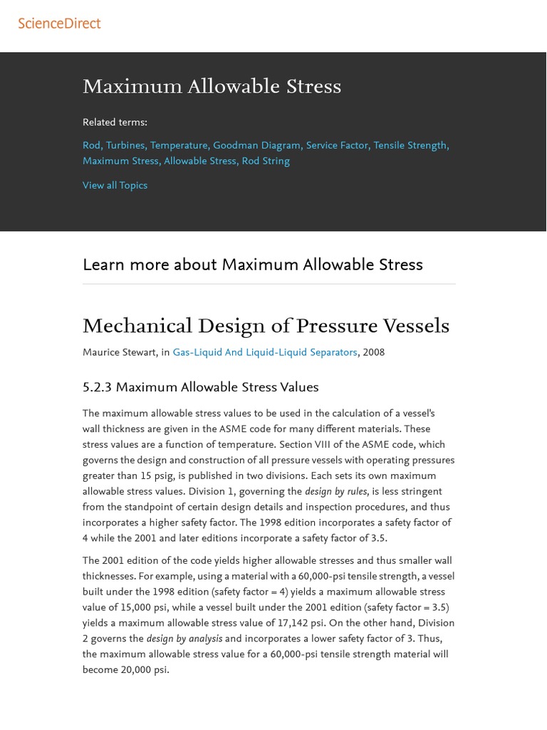 Allowable Stress | PDF | Fracture Mechanics | Strength Of Materials