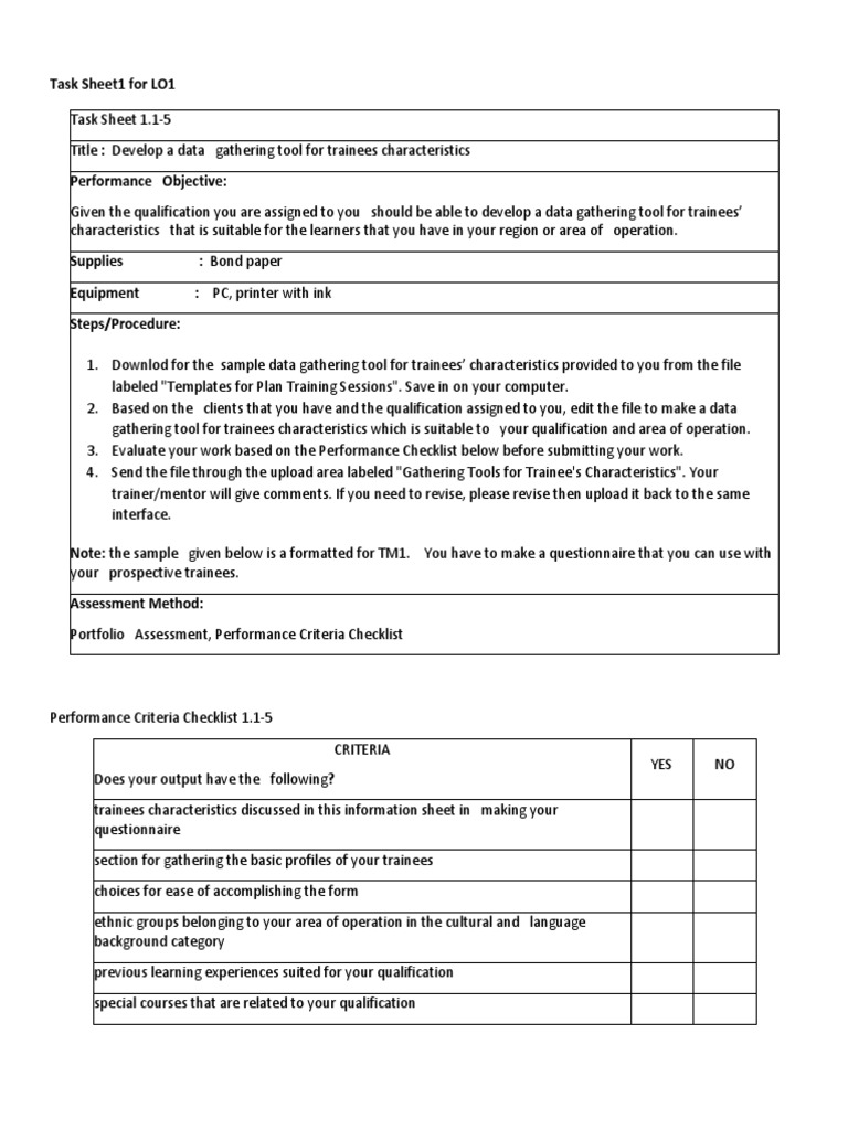 Task Sheet LO1 | PDF | Learning Styles | Learning