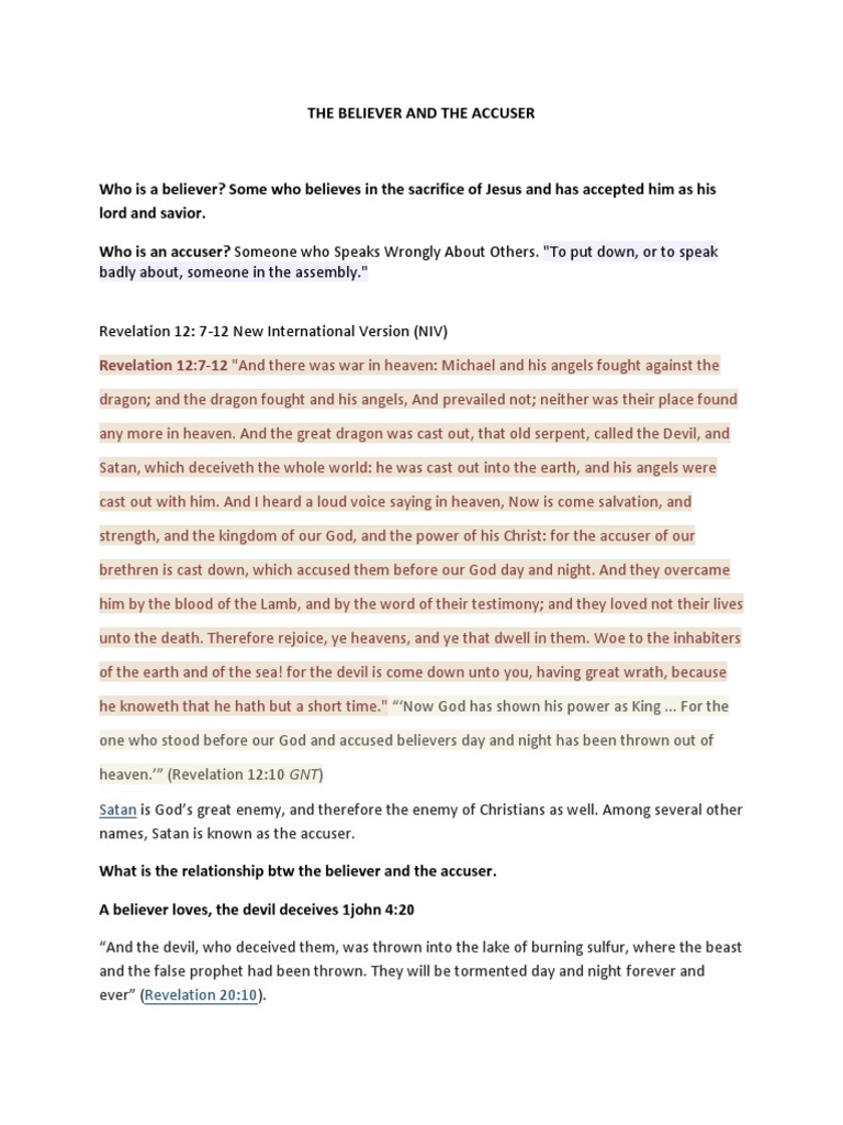 Believers vs. Accusers: Unity in Christ | PDF | Satan | Prayer