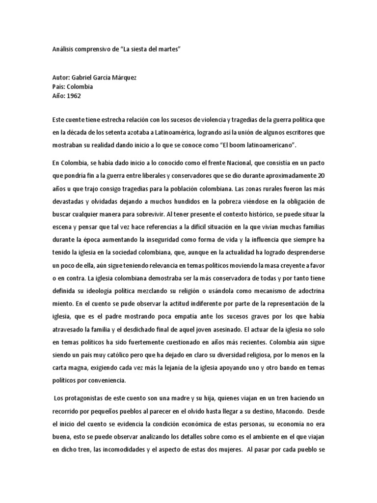 Análisis Sobre "La Siesta Del Martes" | PDF | Esencia | Novelas