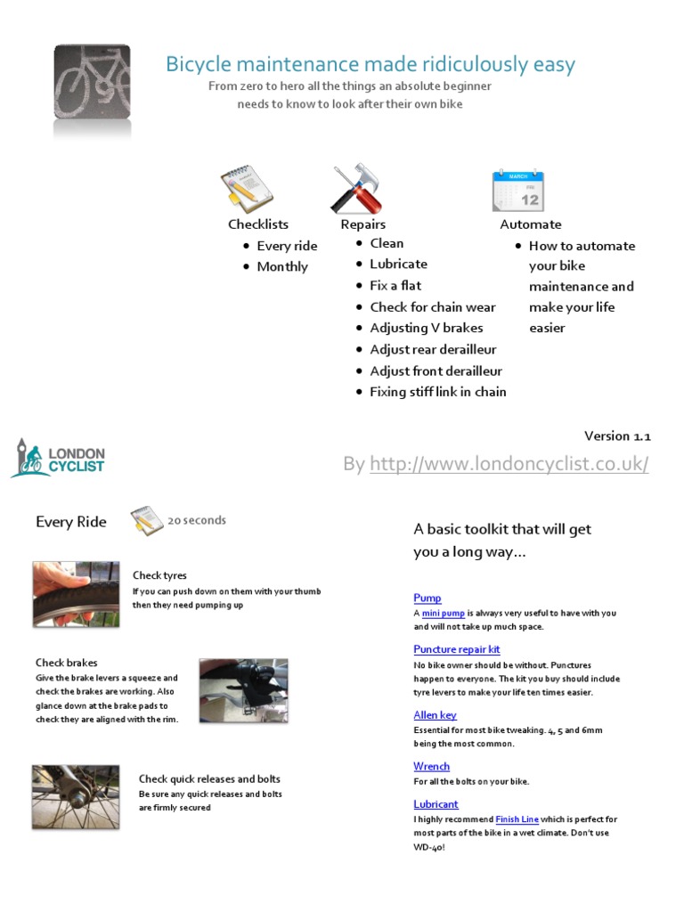 Beginner's Guide to Bike Care | PDF | Vehicle Parts | Human Powered ...