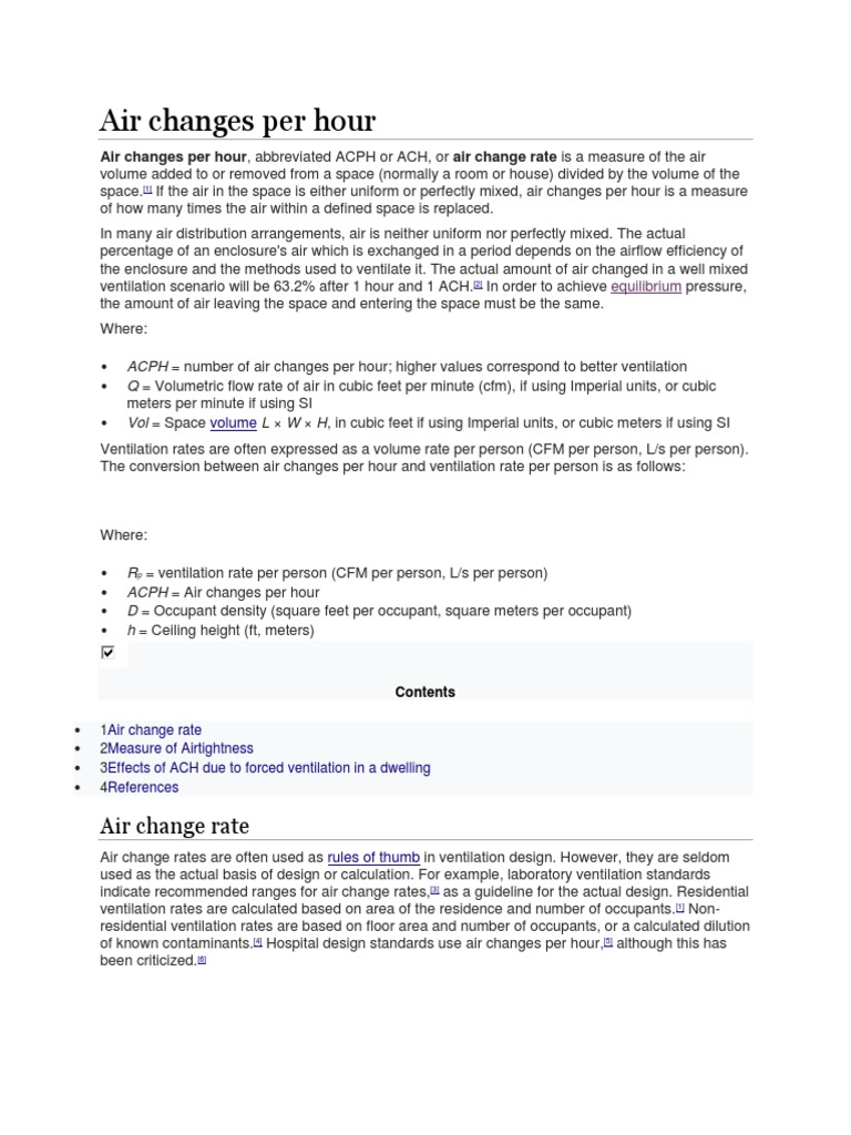 Air Changes Per Hour | Download Free PDF | Ventilation (Architecture ...