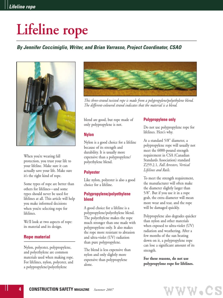 Lifeline Rope Inspection | PDF | Rope | Equipment