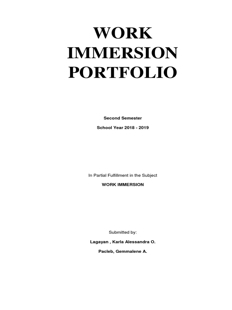 Work Immersion Portfolio | PDF