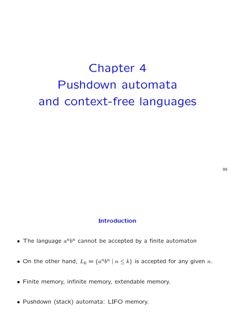 Pushdown Automata and Context-Free Languages: An Introduction to ...