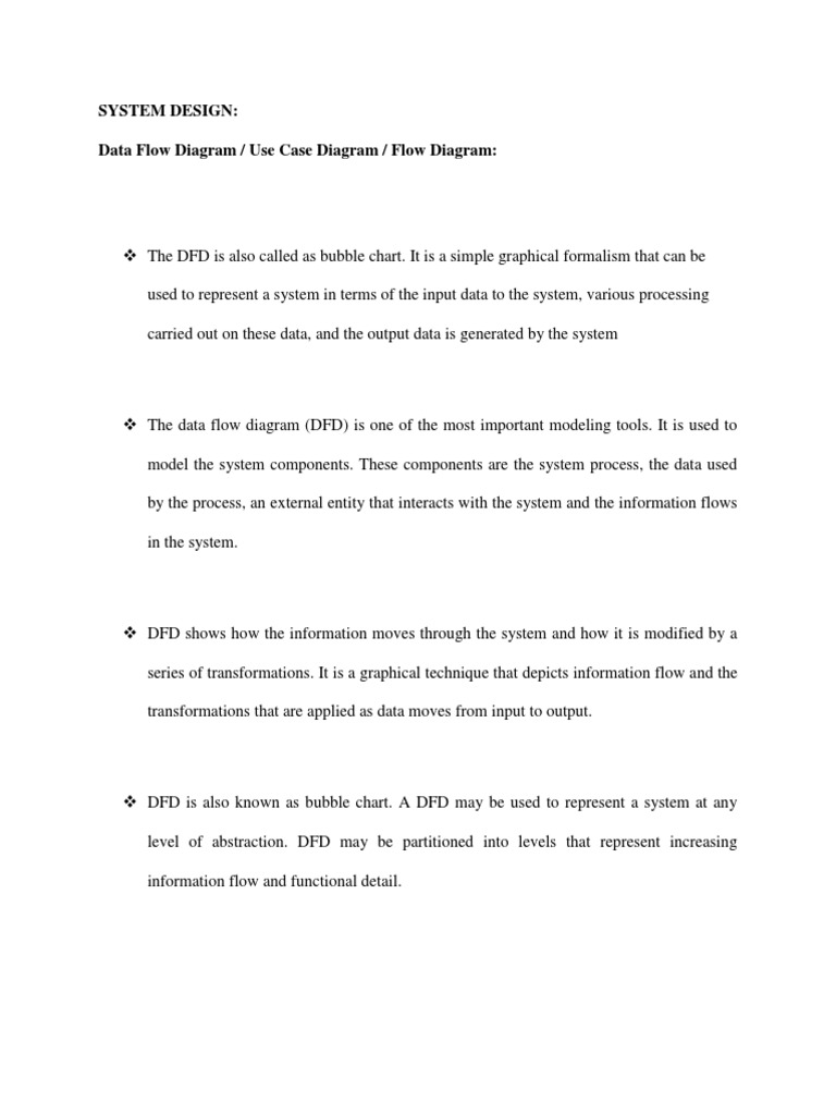 System Design: Data Flow Diagram / Use Case Diagram / Flow Diagram ...