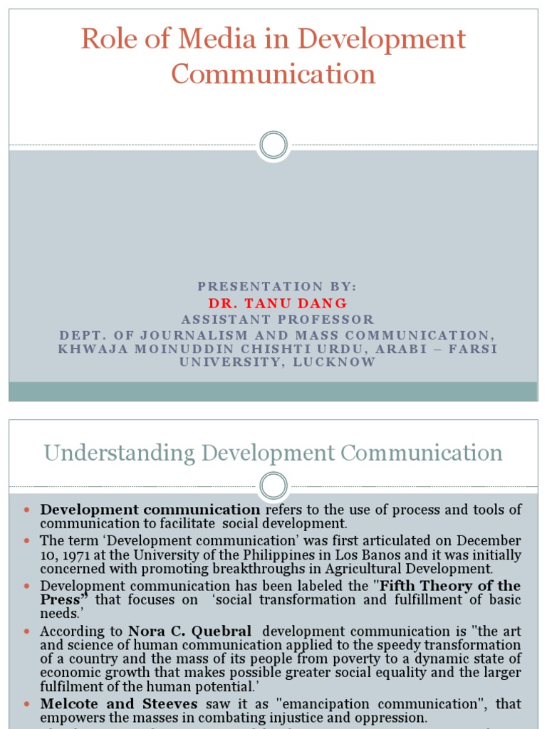 Role of Media in Development Communication - Notes PDF | Download Free ...