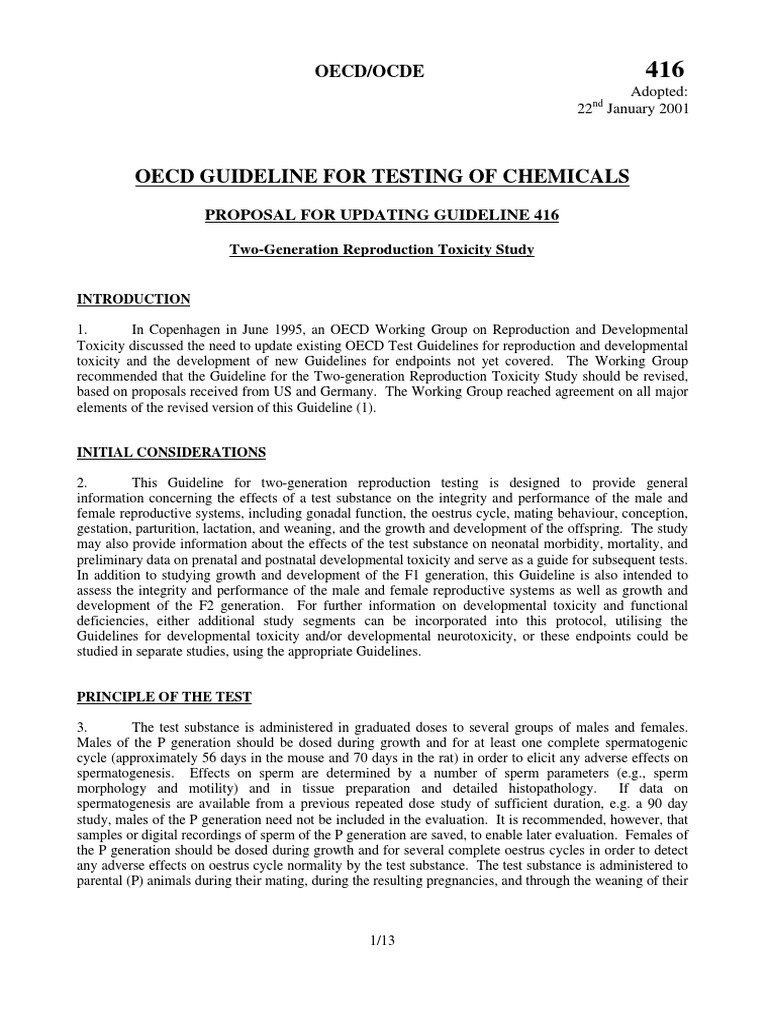 Oecd Guideline For Testing of Chemicals | PDF | Dose (Biochemistry ...