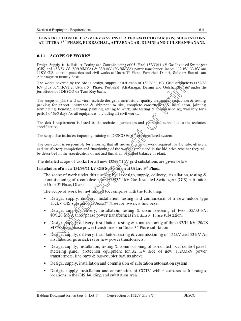 Scope of Work | PDF | Electrical Substation | Electric Power Distribution