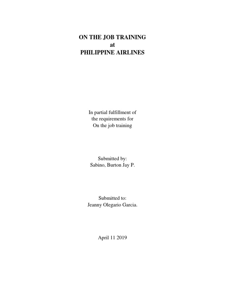 On The Job Training at Philippine Airlines | PDF | Airlines | Aviation