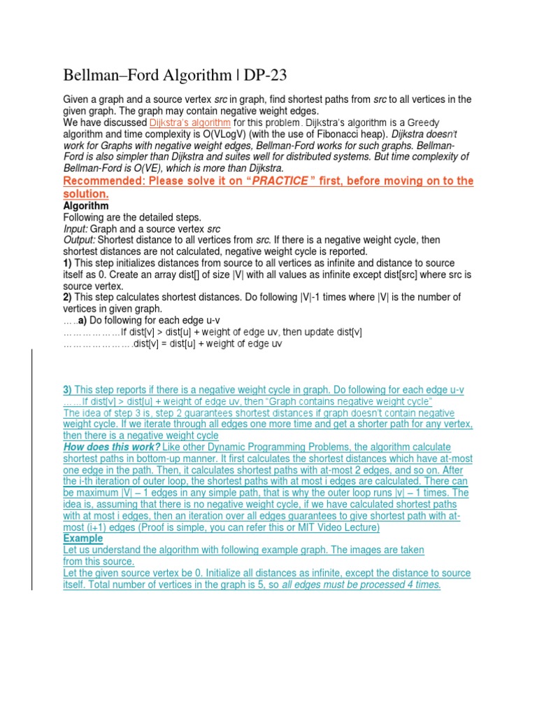Bellman Ford Algorithm Dp 23 Recommended Please Solve It On