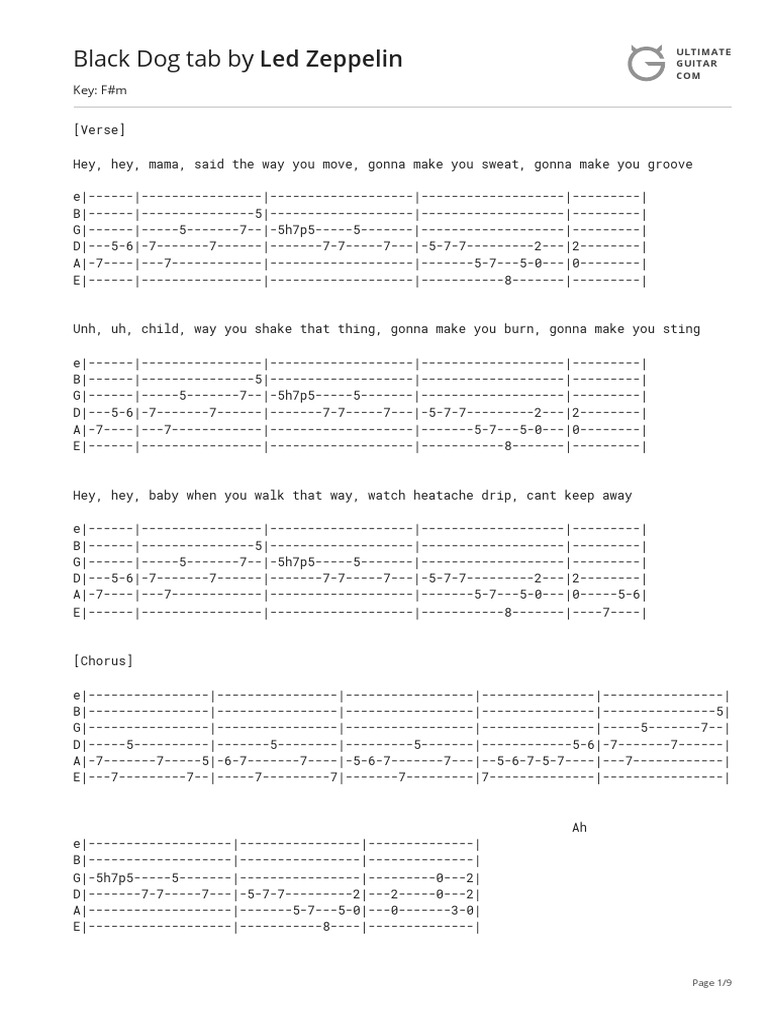 Black Dog Tab by Led Zeppelin: Ultimate Guitar COM | PDF | Recorded ...
