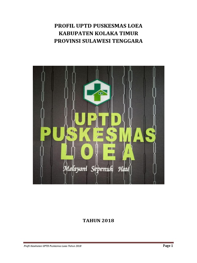 Profil Uptd Puskesmas Loea Tahun 2018 | PDF