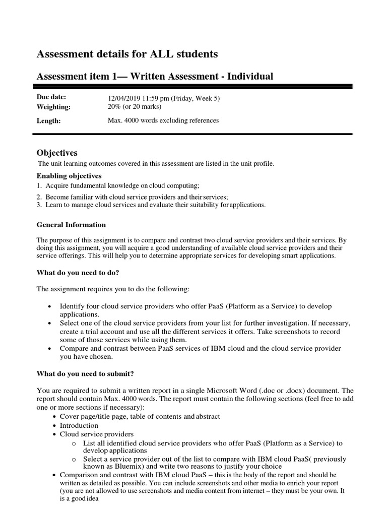Cloud Computing Assignment 1 | PDF | Cloud Computing | Internet Of Things