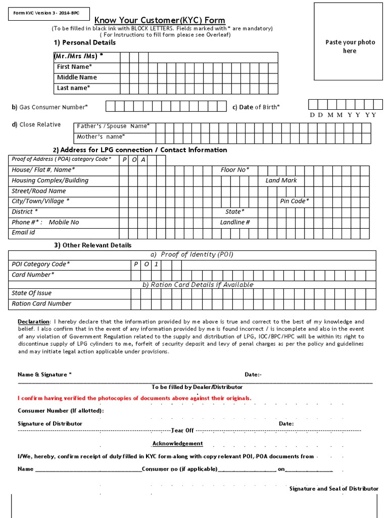 Kyc Format BPC | PDF | Identity Document | Authentication