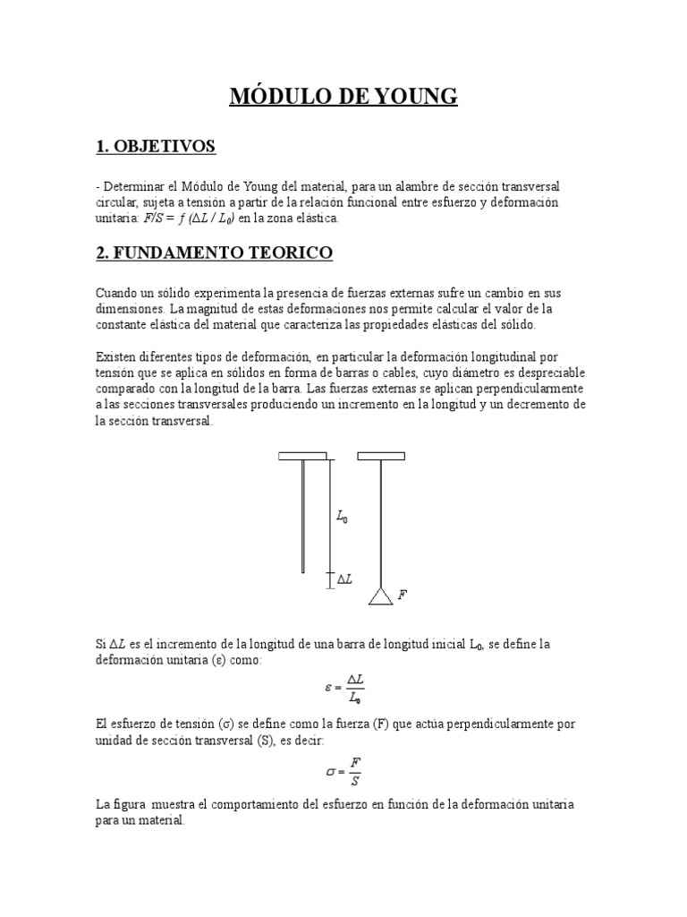 LAB 1 Módulo de Young | PDF | Elasticidad (Física) | El módulo de Young