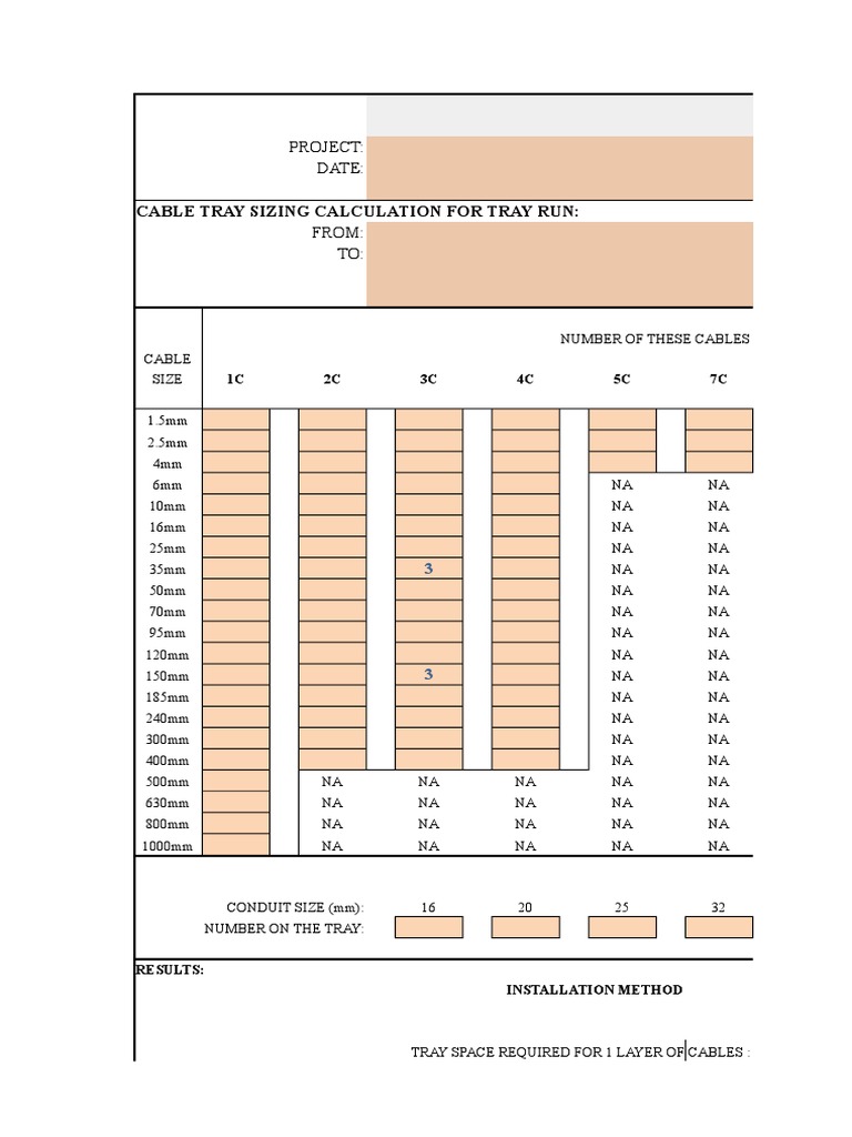 Cable Tray Size Calculation Sheet | PDF | Equipment | Building Engineering
