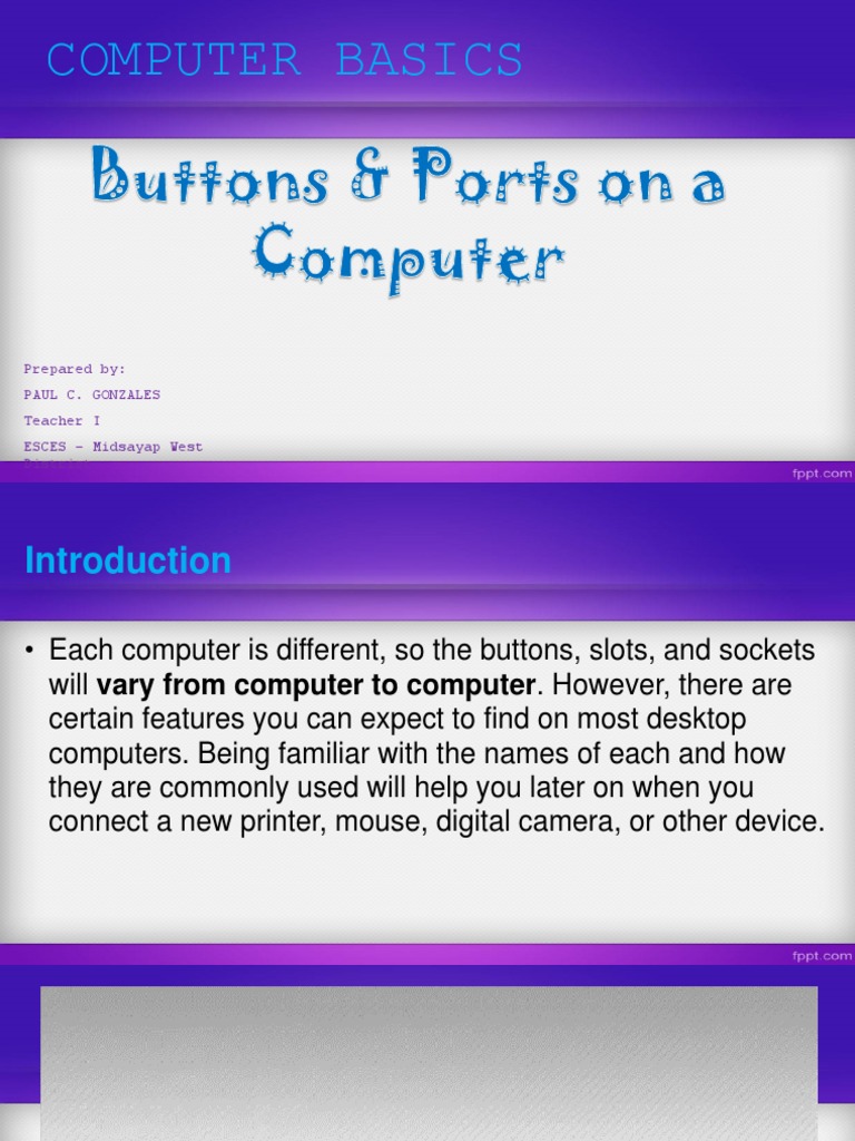 5-Computer Basics Buttons and Ports On A Computer | PDF | Printer ...