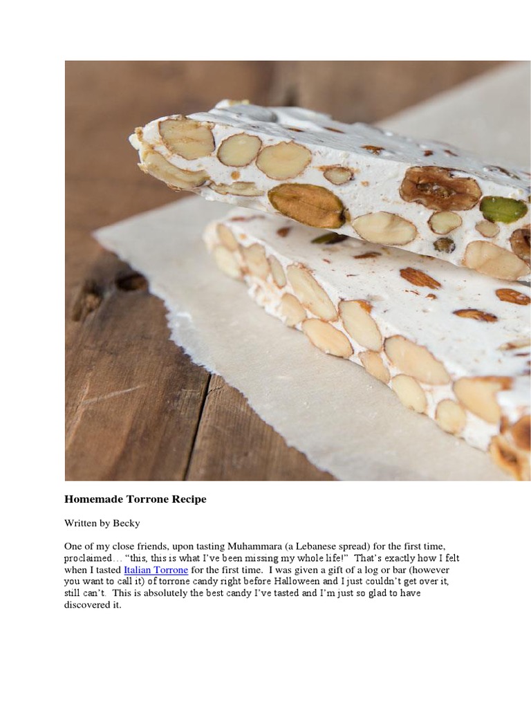 Homemade Torrone Recipe | PDF | Foods | Cooking