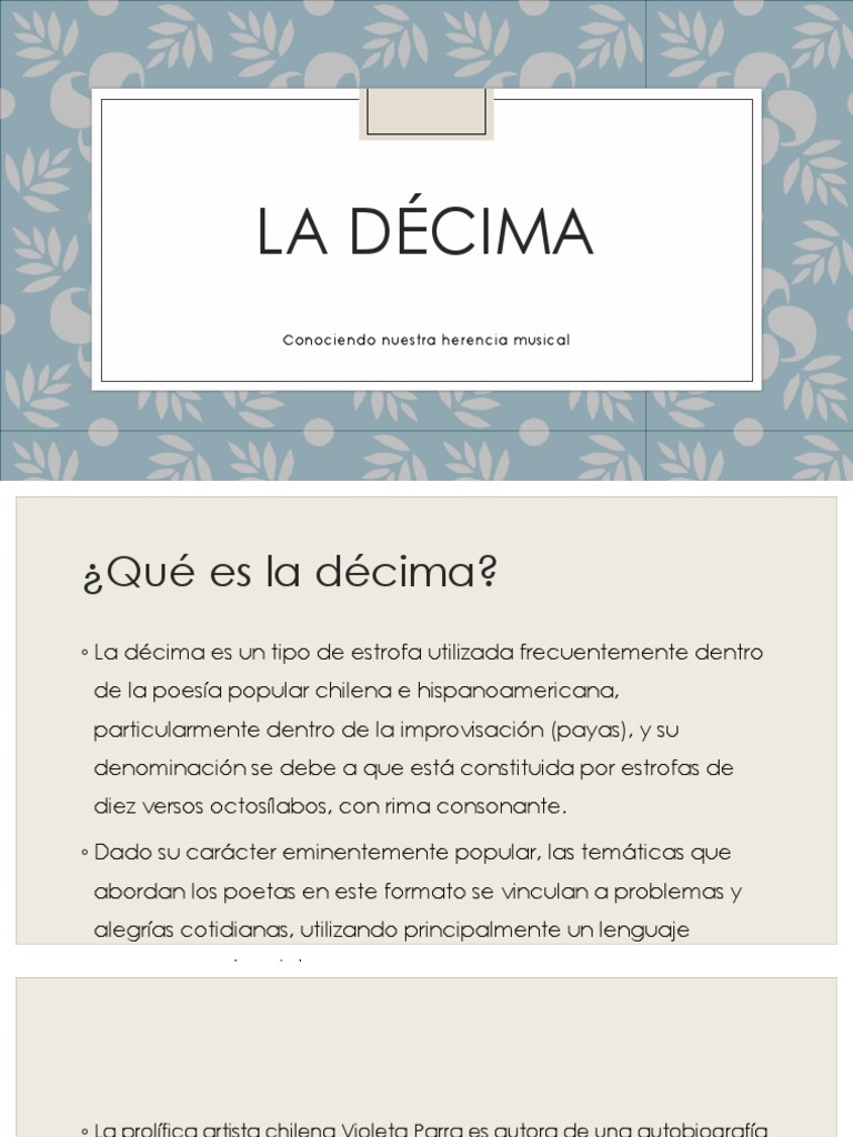 Qué es la décima en poesía y música | PDF