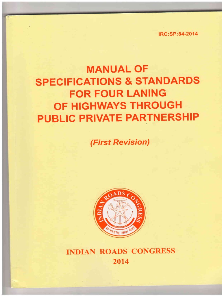 IRC-SP-84-2014 Manual - 4lanning Manual PDF | PDF | Traffic | Lane