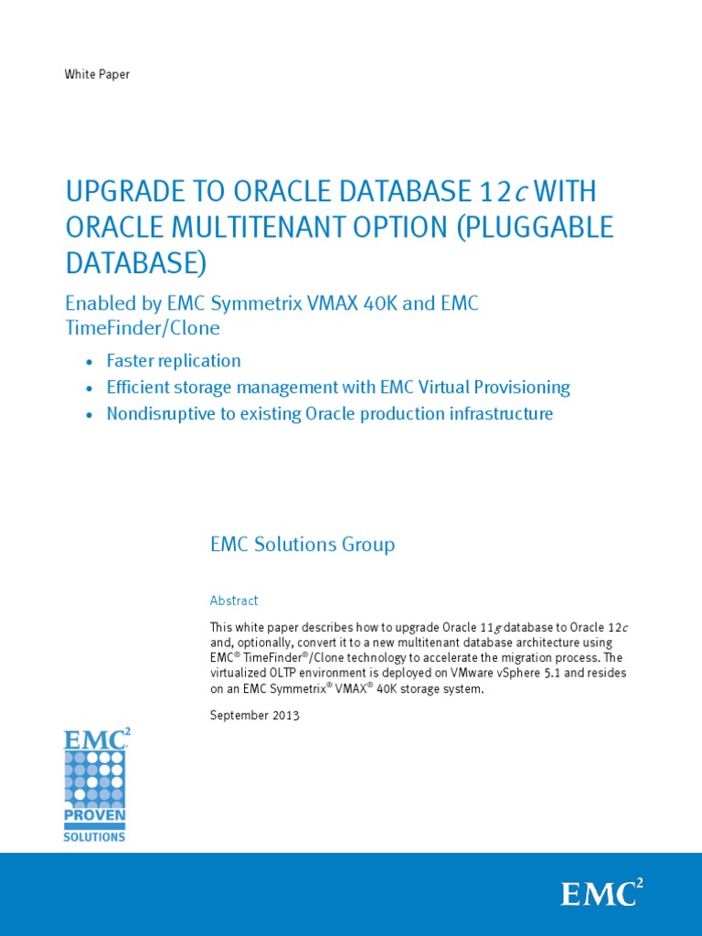 h12261 Upgrading Oracle DB 11g 12c WP PDF | PDF | Oracle Database | V Mware