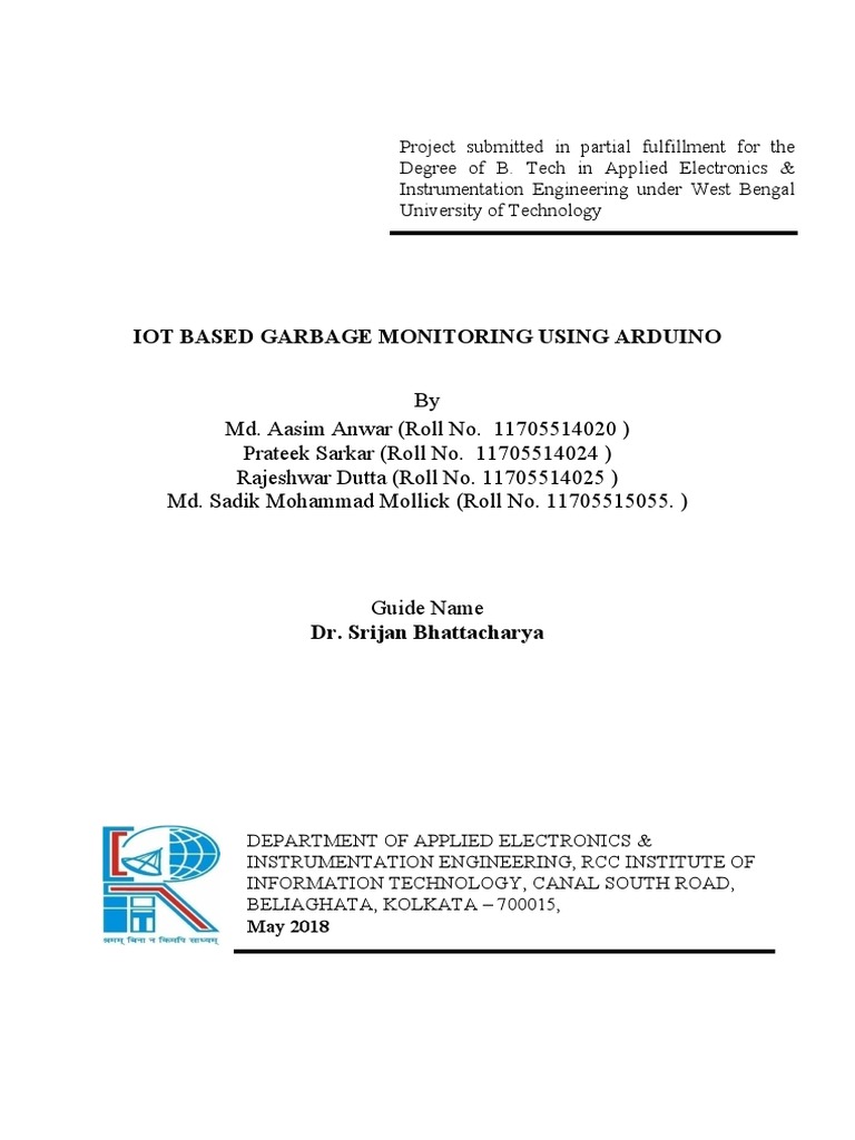 IoT Garbage Monitoring for Students | PDF | Modem | Arduino