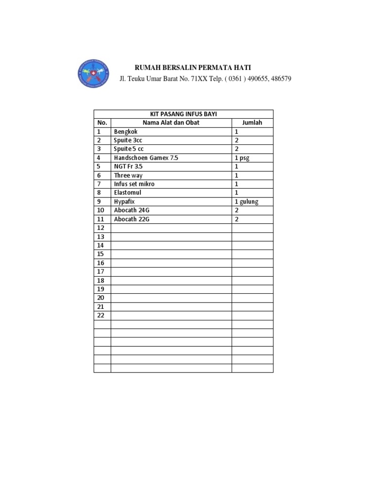 Kit Pasang Infus Bayi | PDF