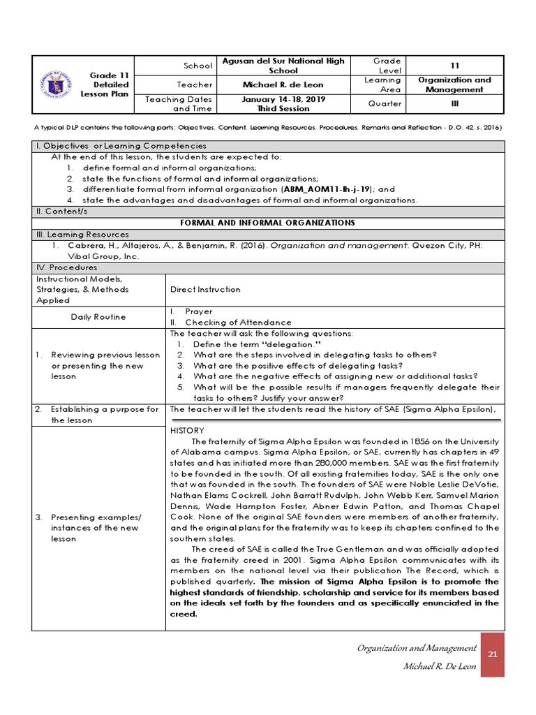 SDLP 05 - Formal and Informal Organizations | PDF | Behavior ...