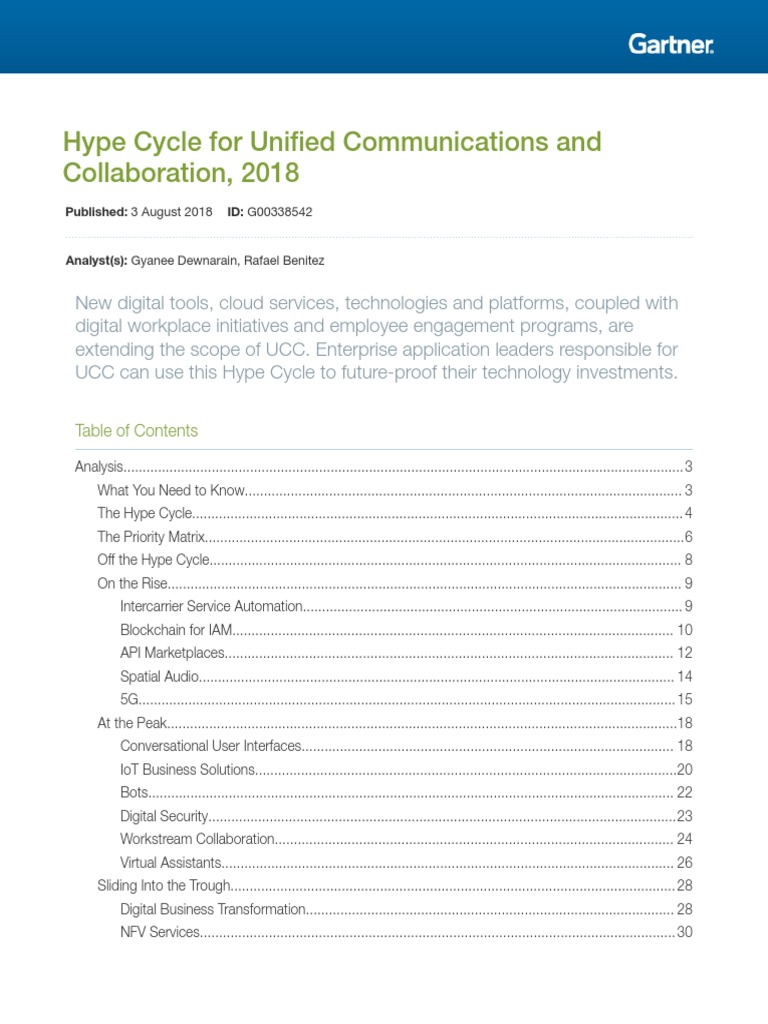 Hype Cycle For Unified Communications and Collaboration - Gartner 2018 ...