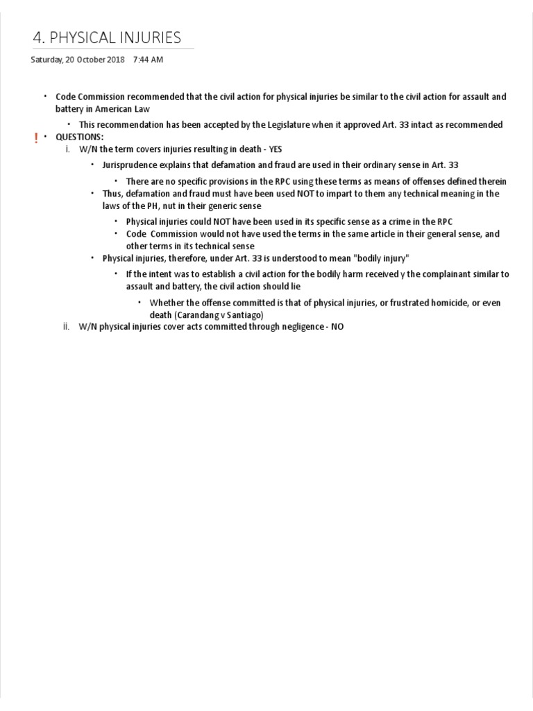 Physical Injuries | PDF | Law | Politics