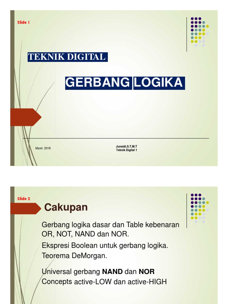 Gerbang Logika Gerbang Logika: Teknik Digital | PDF | Logic Gate | Boolean Algebra