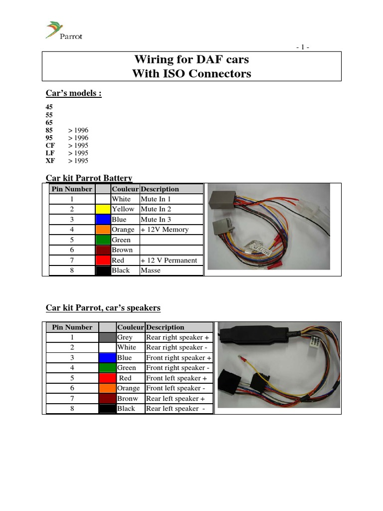 Wiring For DAF Cars With ISO Connectors: Car's Models | PDF