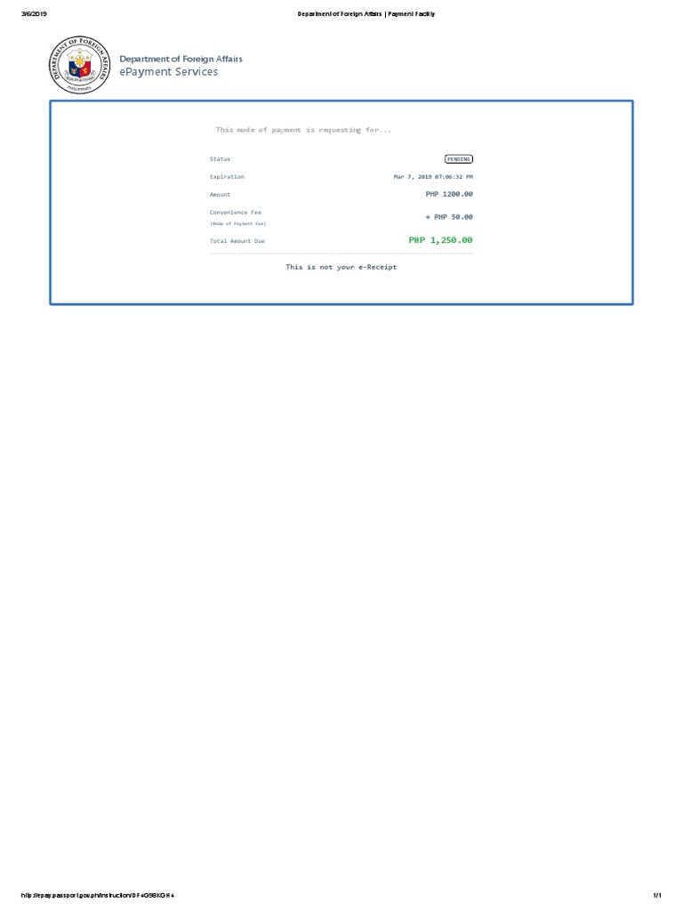 Epayment Services: Department of Foreign Affairs | PDF