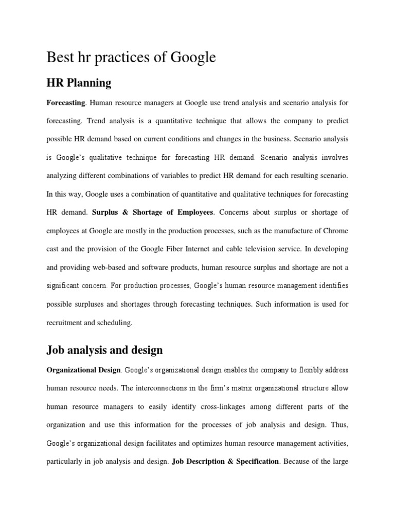 Google HR Best Practices Overview | PDF | Human Resource Management ...