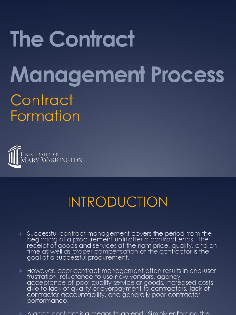 The Contract Management Process Contract Formation | PDF | Contractual Term | Specification ...