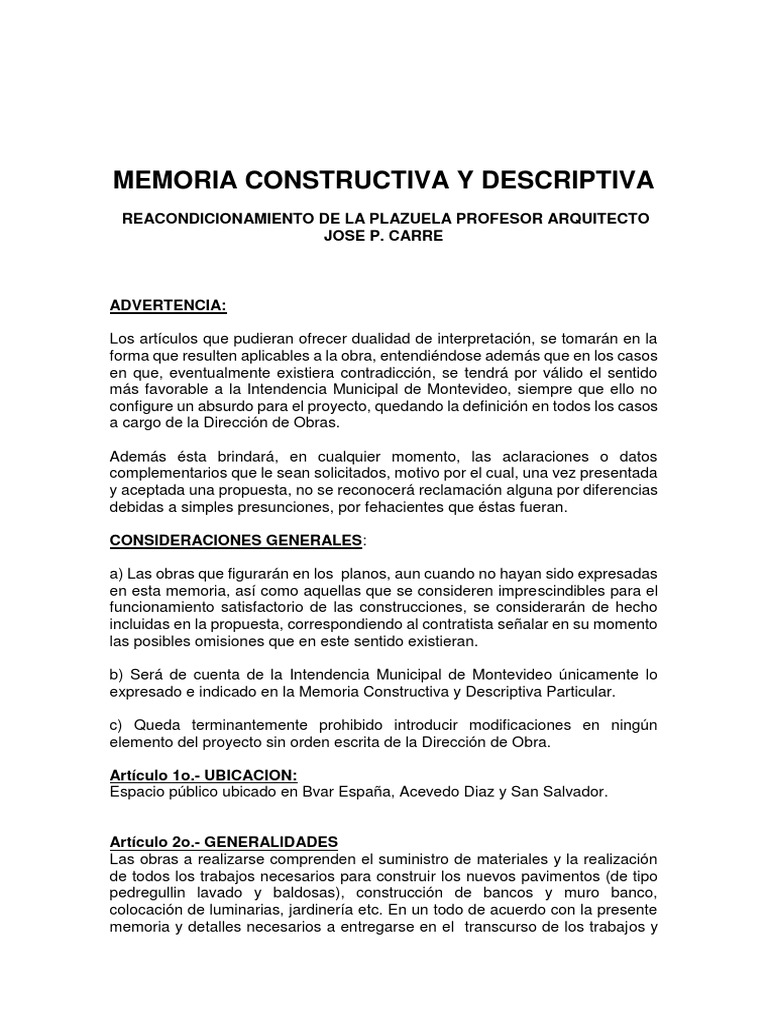 Memoria Constructiva | PDF | Materiales de construcción | Naturaleza