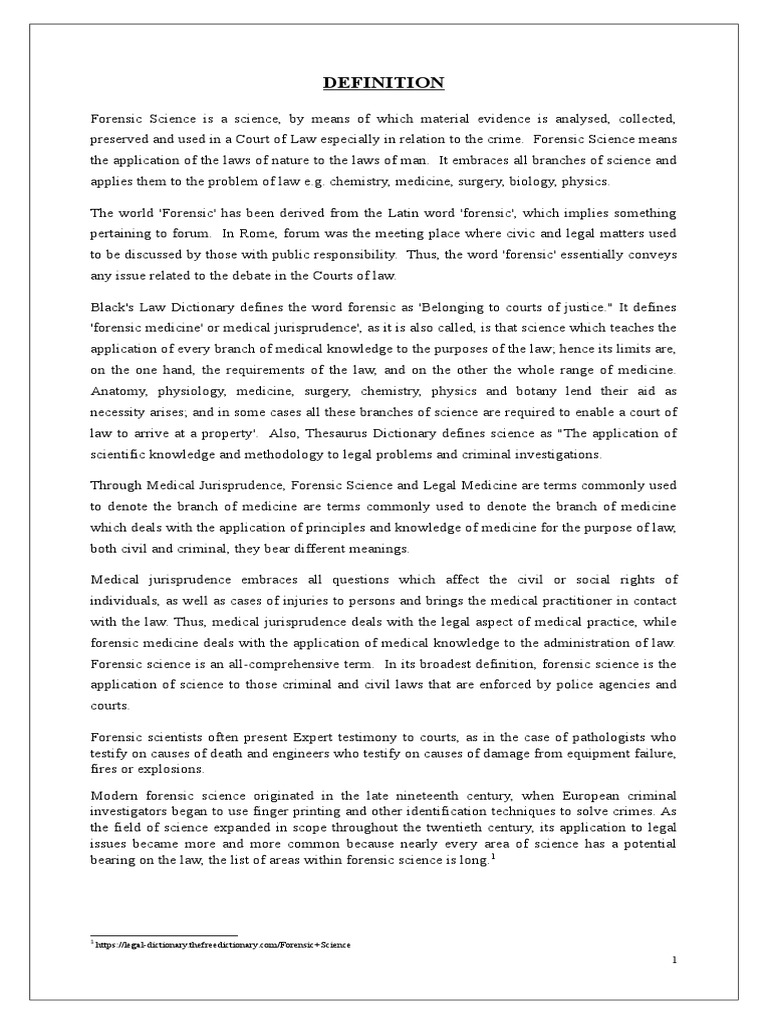 Def and Scope of Forensics | PDF | Forensic Science | Crime Scene