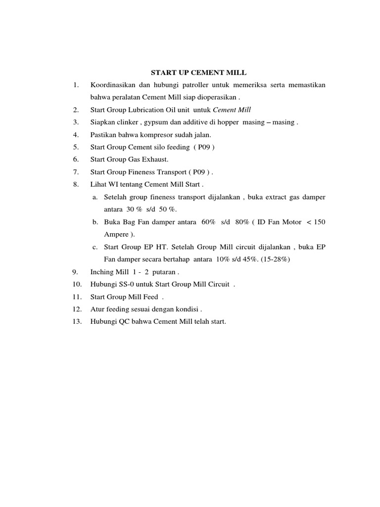 Sop Cement Mill | PDF