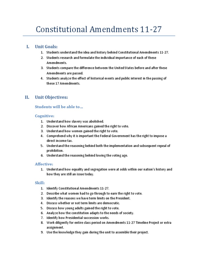 Amendments 11-27 Unit | PDF | Citizenship | Constitutional Amendment