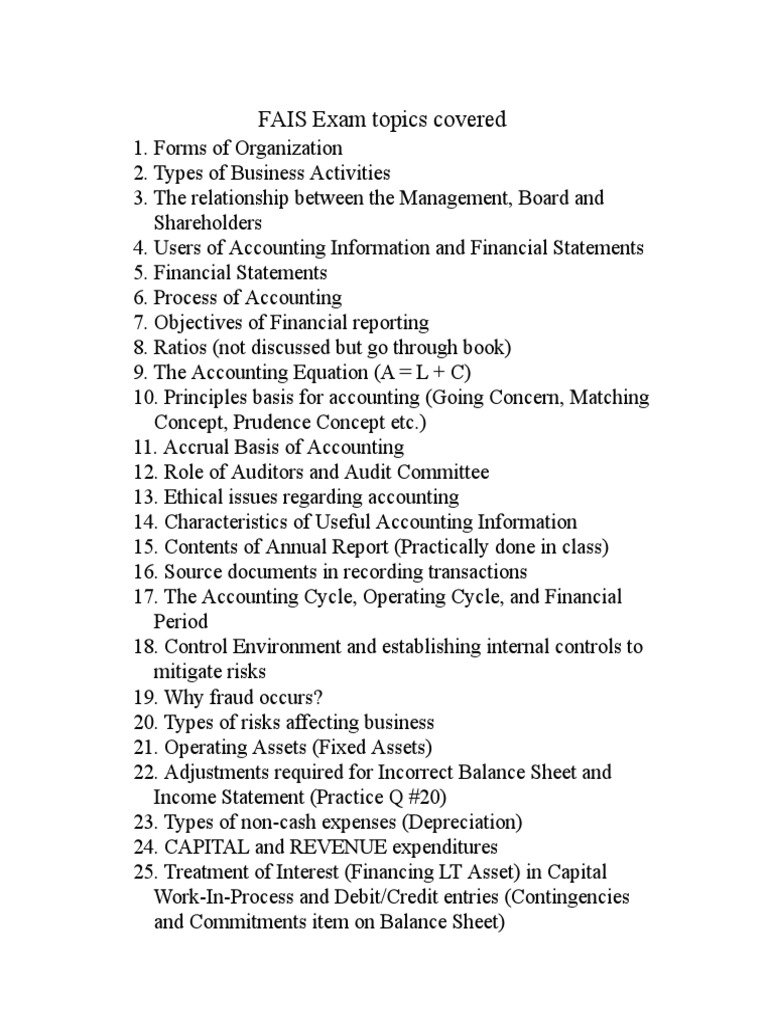 FAIS Exam Topics Covered | PDF | Finance & Money Management