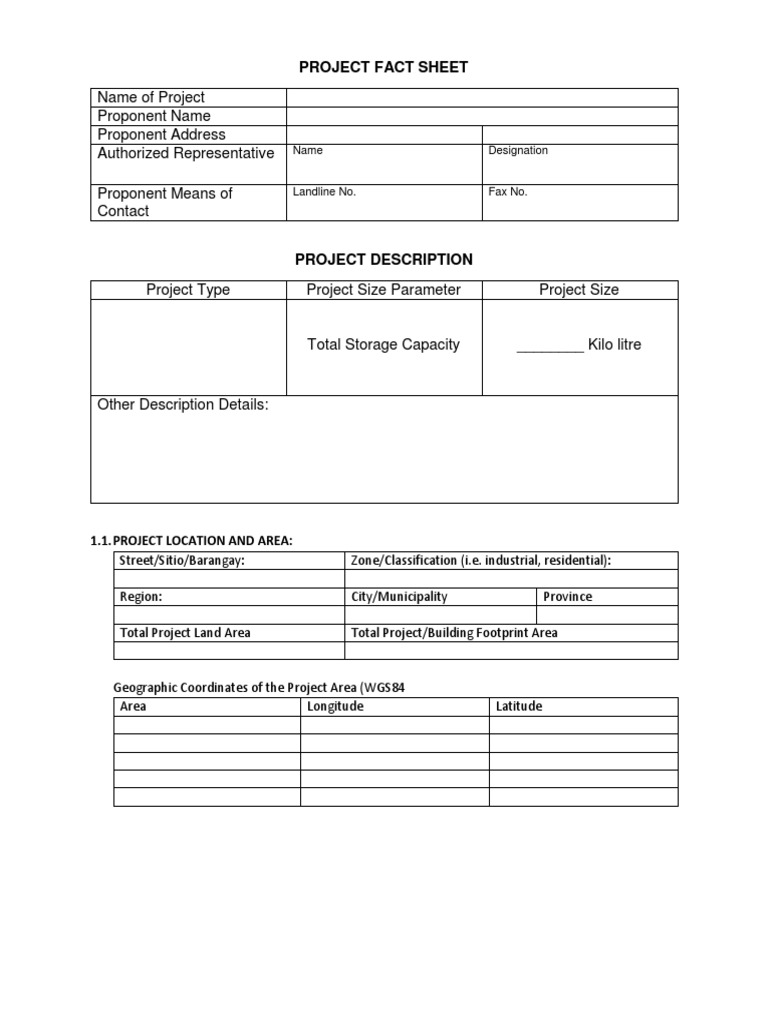 Project Fact Sheet for Storage Facility | PDF | Filling Station | Gasoline