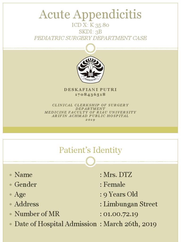 Pediatric Acute Appendicitis Case Study | PDF | Digestive Diseases ...