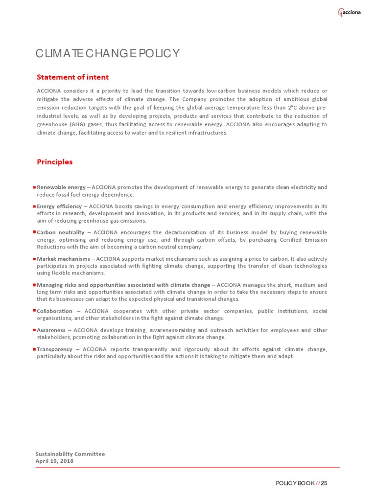Climate Change Policy 2018 | PDF | Low Carbon Economy | Climate Change ...