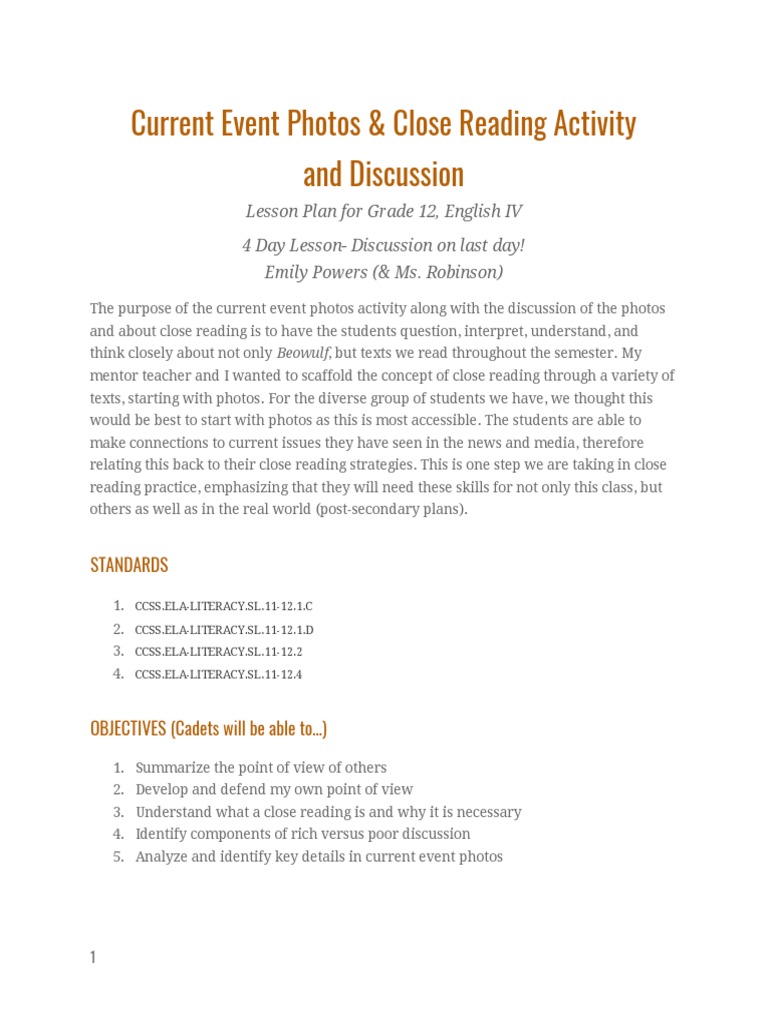 Grade 12 Close Reading Lesson Plan | PDF | Education Theory | Pedagogy