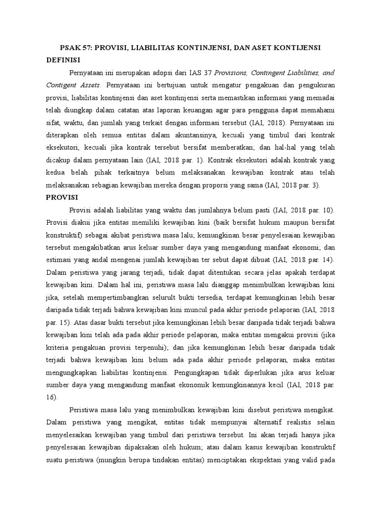 PSAK 57: Provisi dan Liabilitas Kontinjensi | PDF | Bisnis