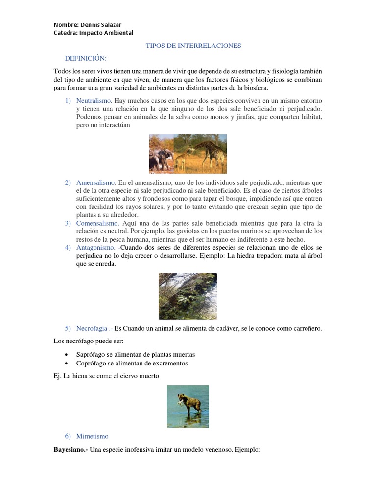 Interrelaciones | PDF | Organismos | Biología