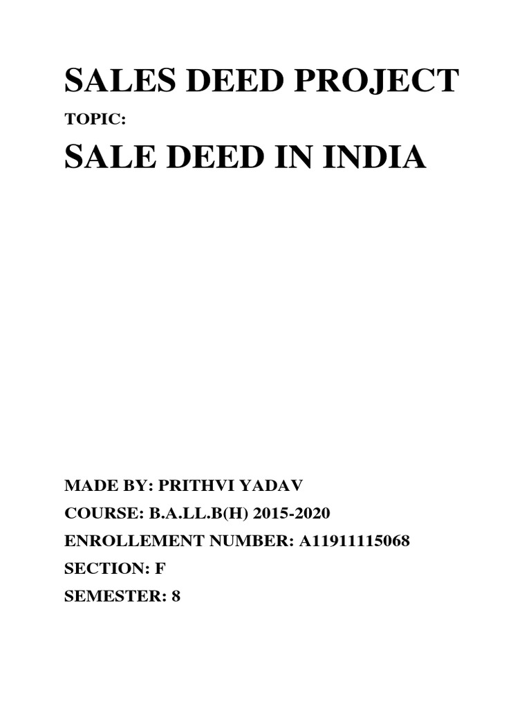 Sales Deed | PDF | Deed | Sales
