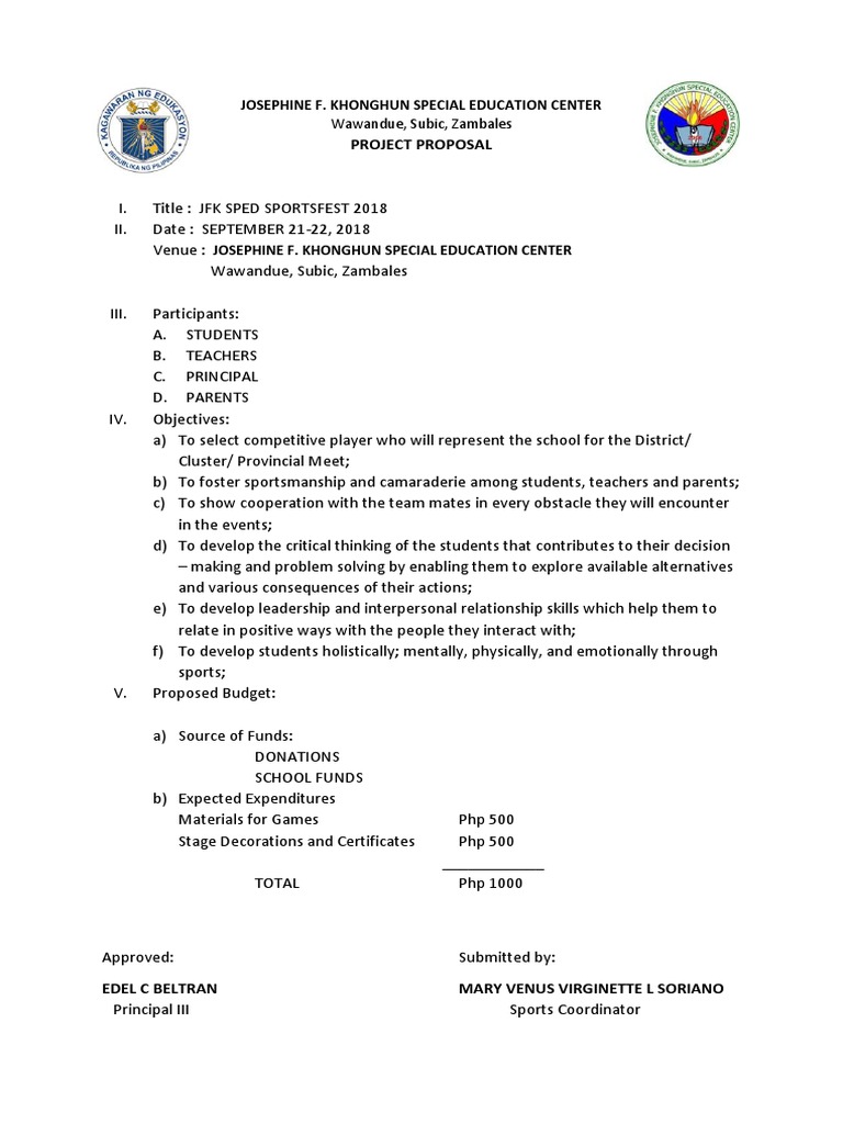 Sport Fest Project Proposal 2018 | PDF | Recreation | Leisure